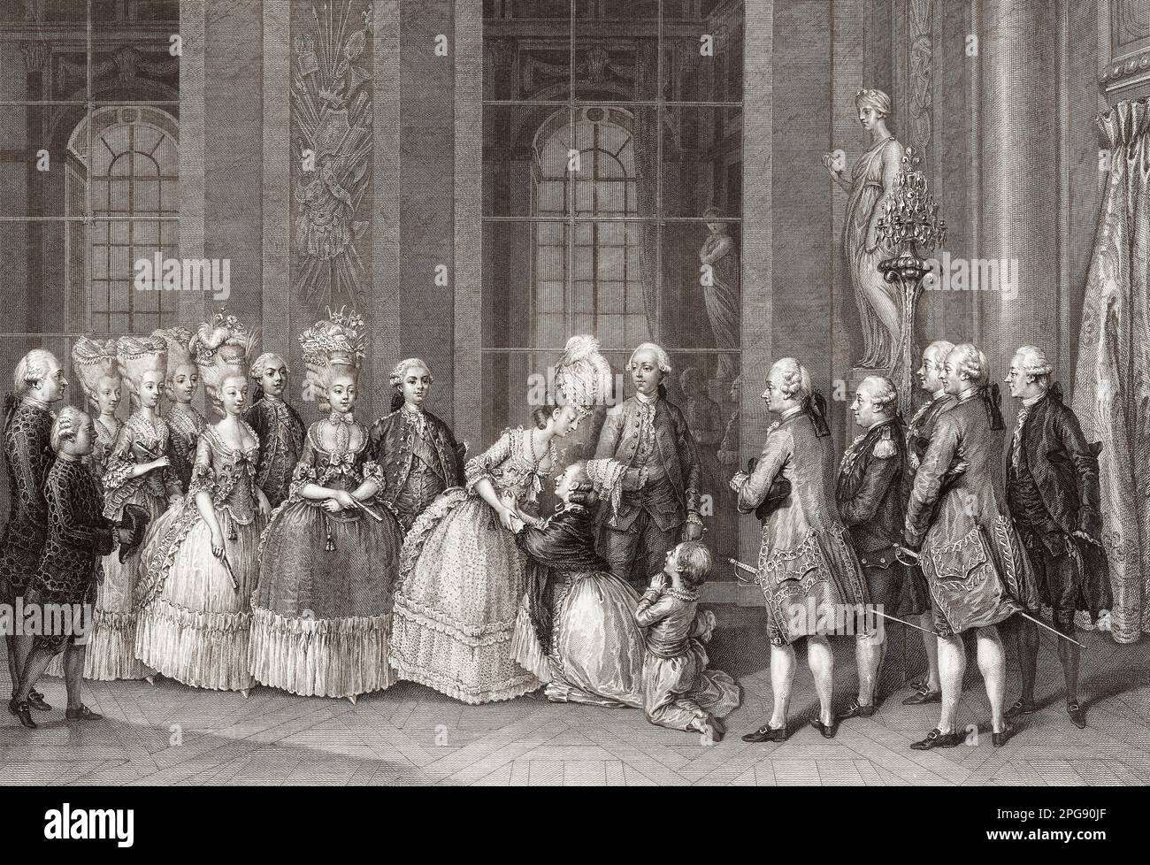 Marie Antoinette, épouse du roi Louis XVI de France, et son entourage ...