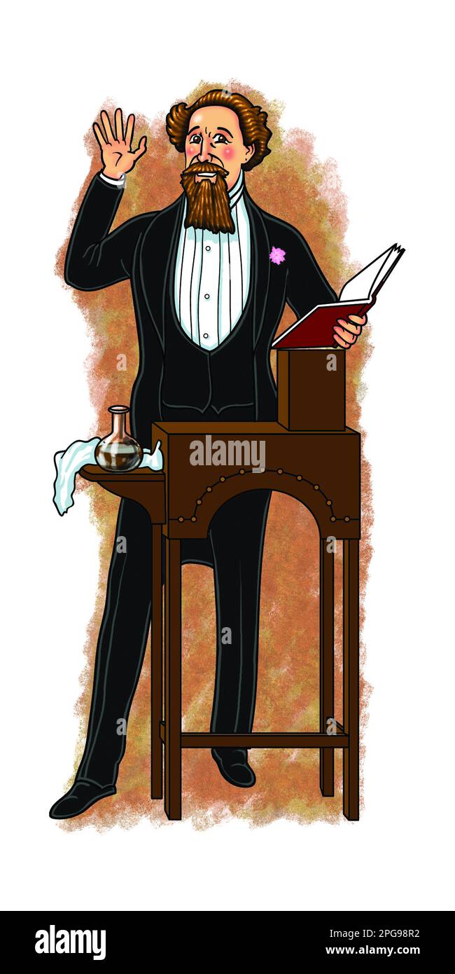 Charles dickens lisant un de ses livres Banque de photographies et d ...