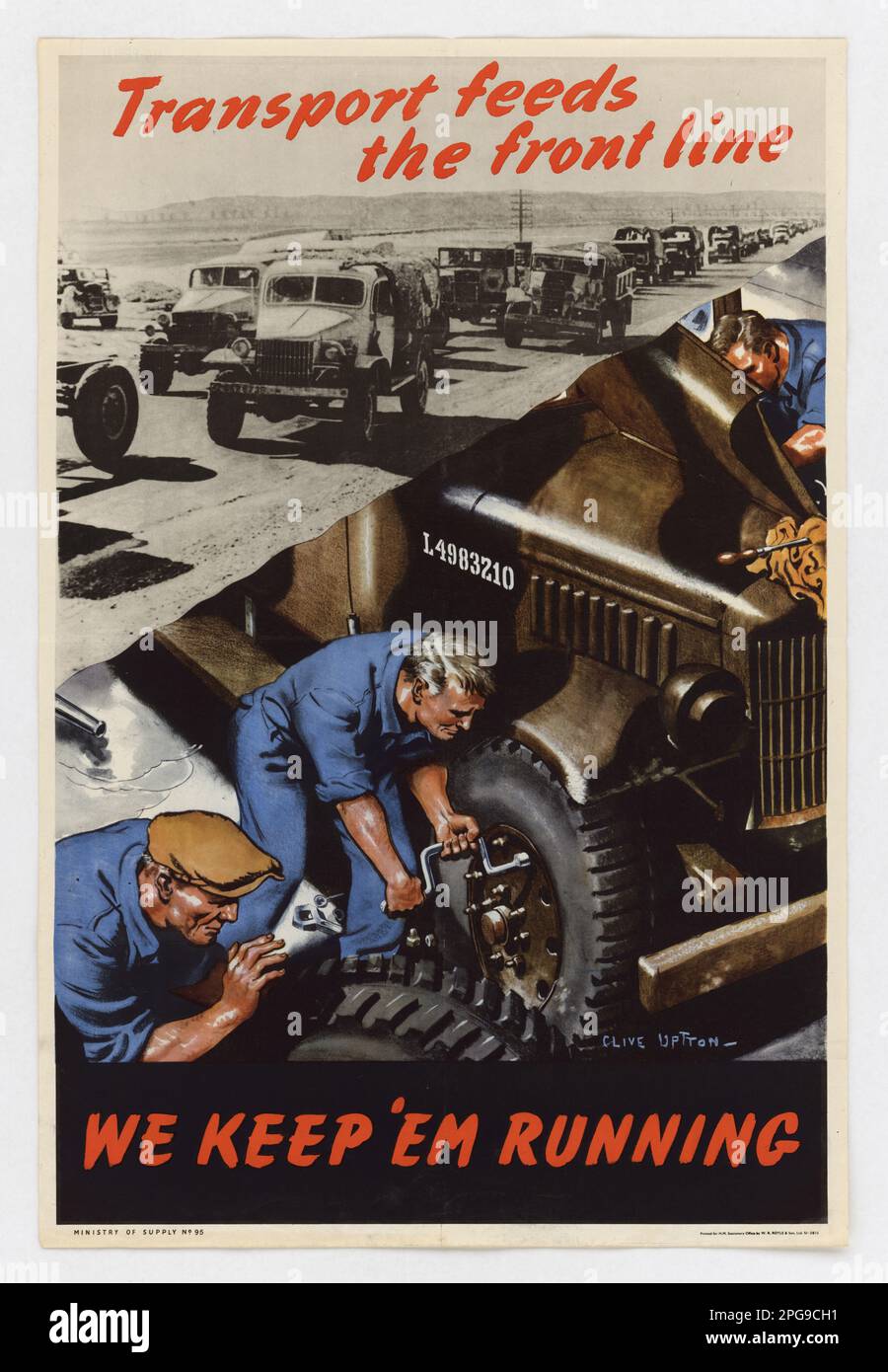 Le transport alimente la première ligne. Artiste: Clive Uptton imprimé ...