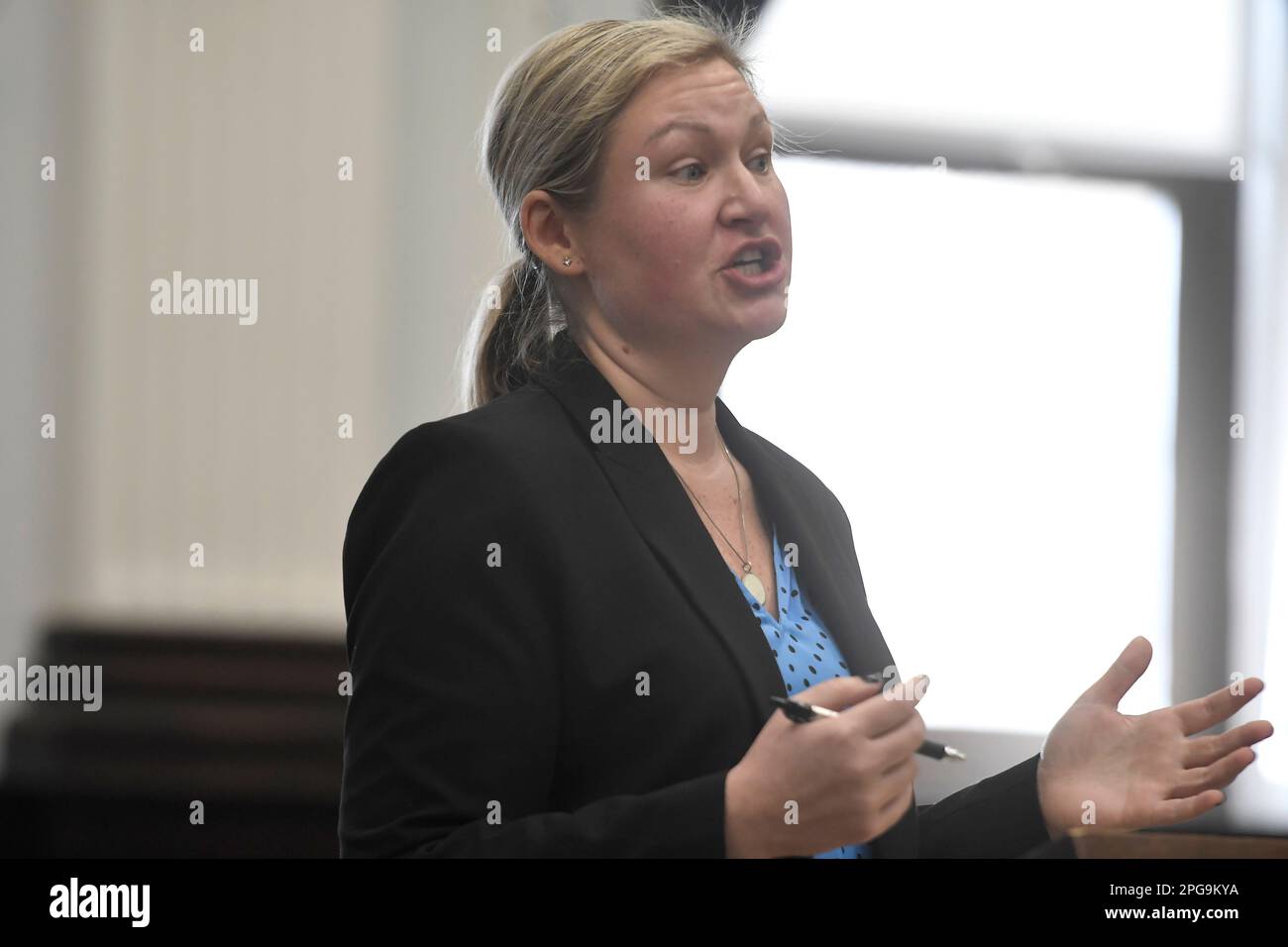 Assistant District Attorney Jessica Krejcarek gives the state's closing ...