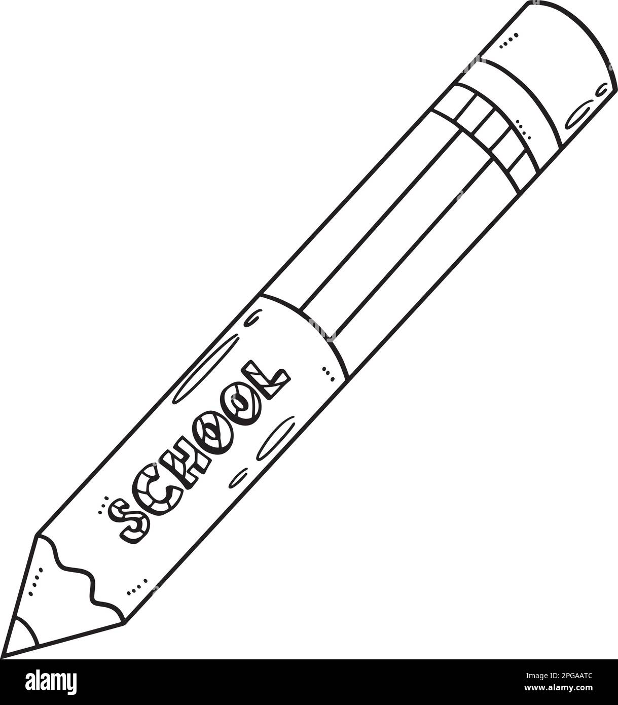 Retour à l'école crayon géant page de coloriage isolée Image ...