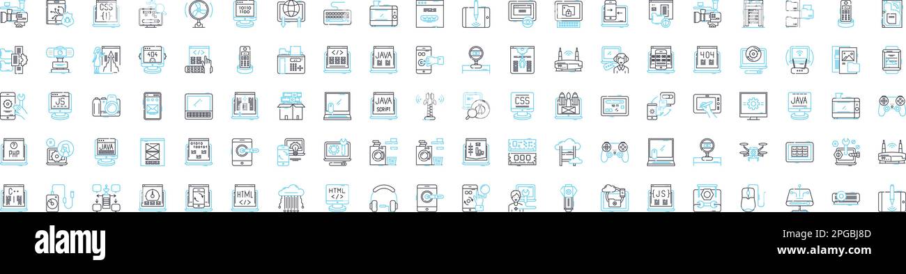 Réseaux neuronaux ensemble d'icônes de lignes vectorielles. Neurones ...