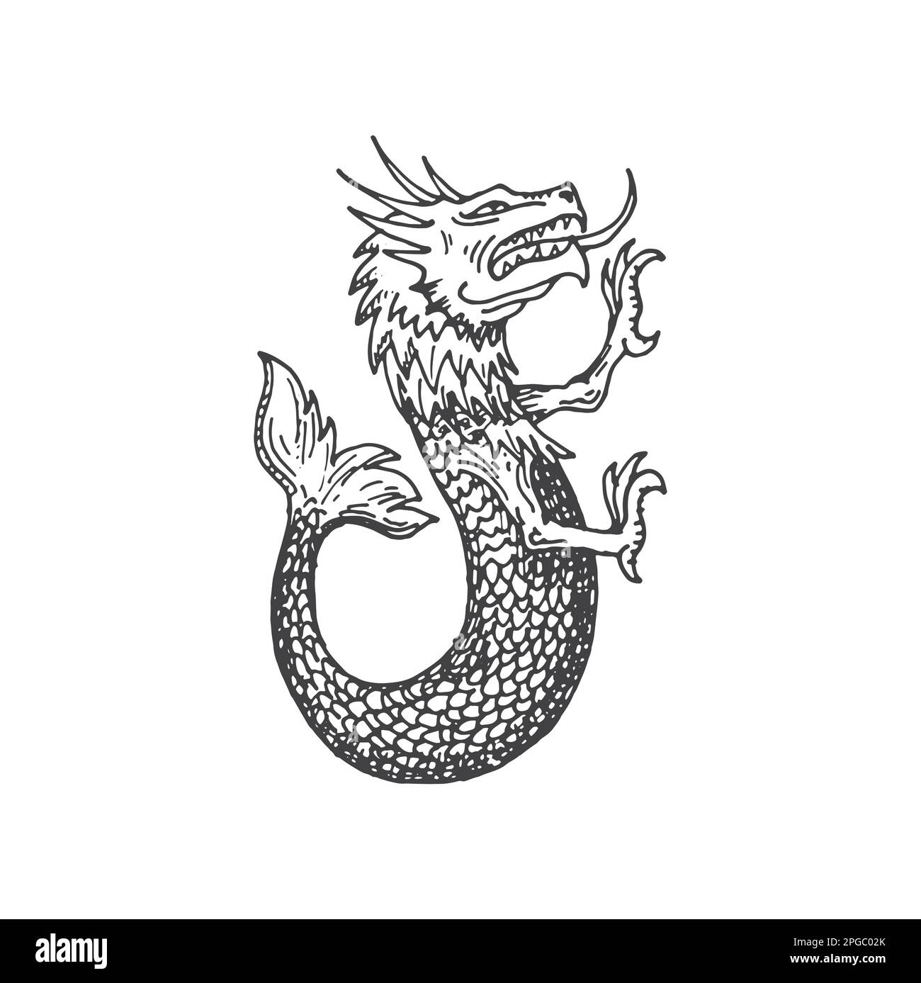 Croquis de monstre animal héraldique médiéval. Mythologie bête ...