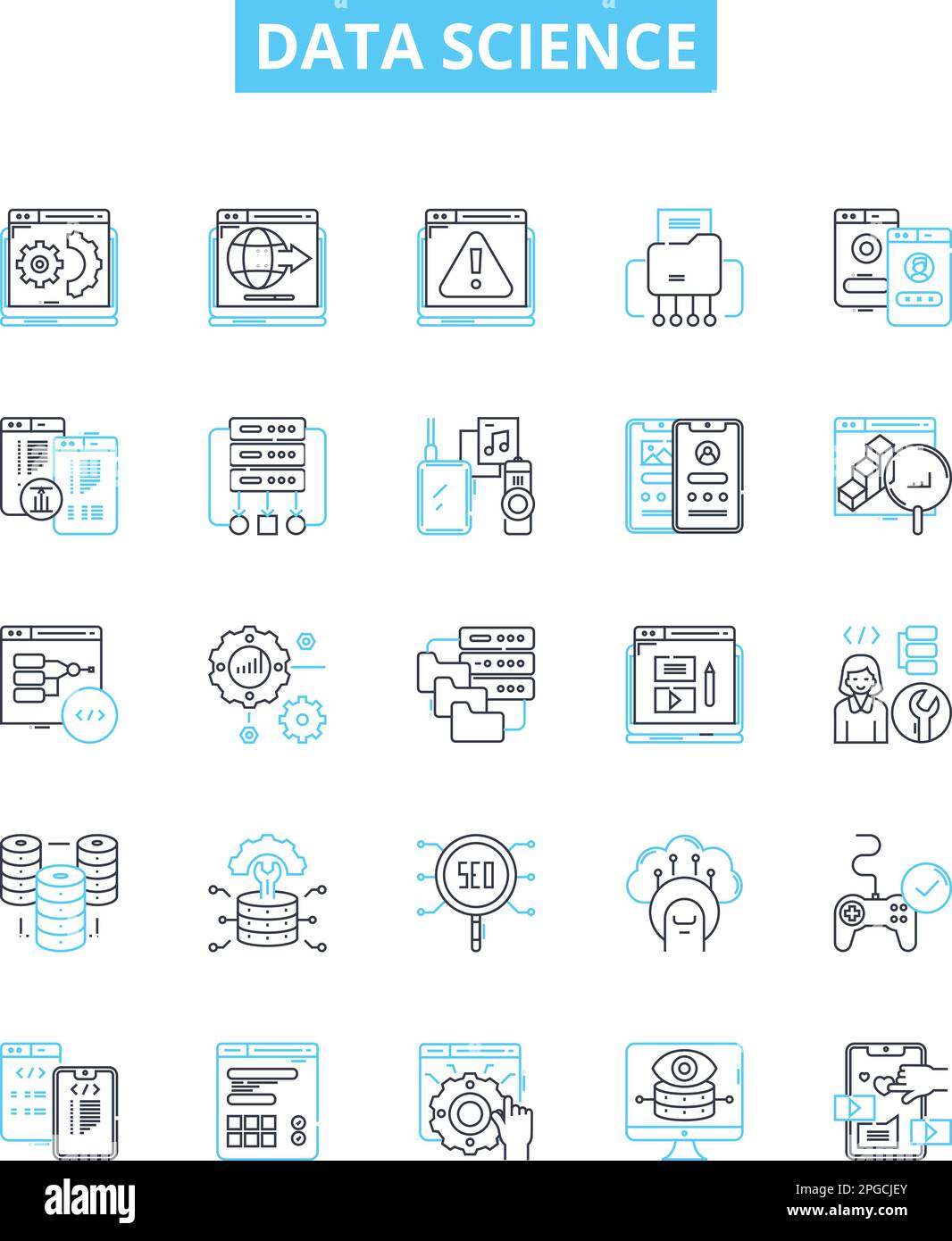 Jeu d'icônes de lignes vectorielles Data Science. Données, Science ...