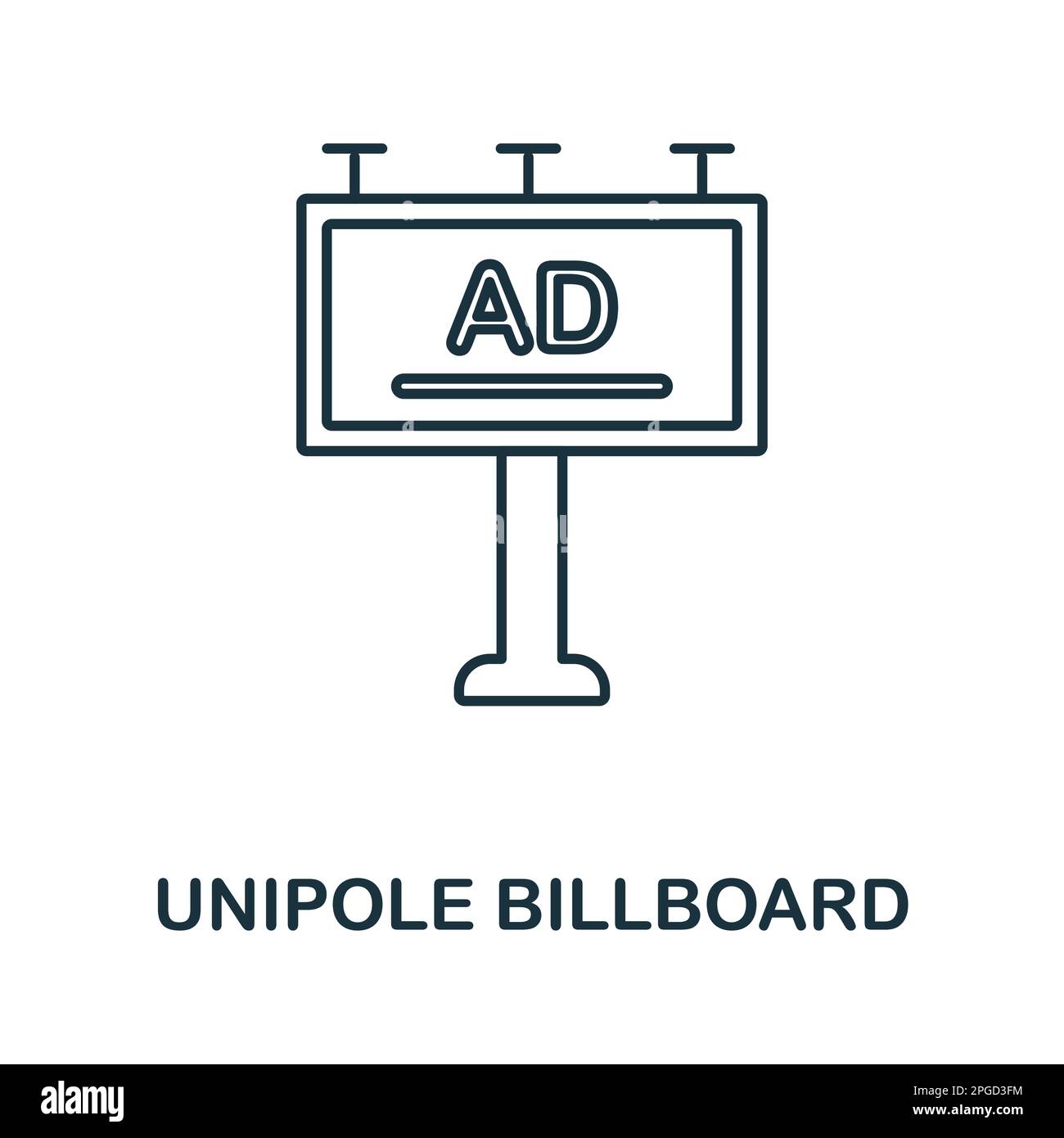 Icône de la ligne Unipole Billboard. Panneau d'élément coloré de la ...