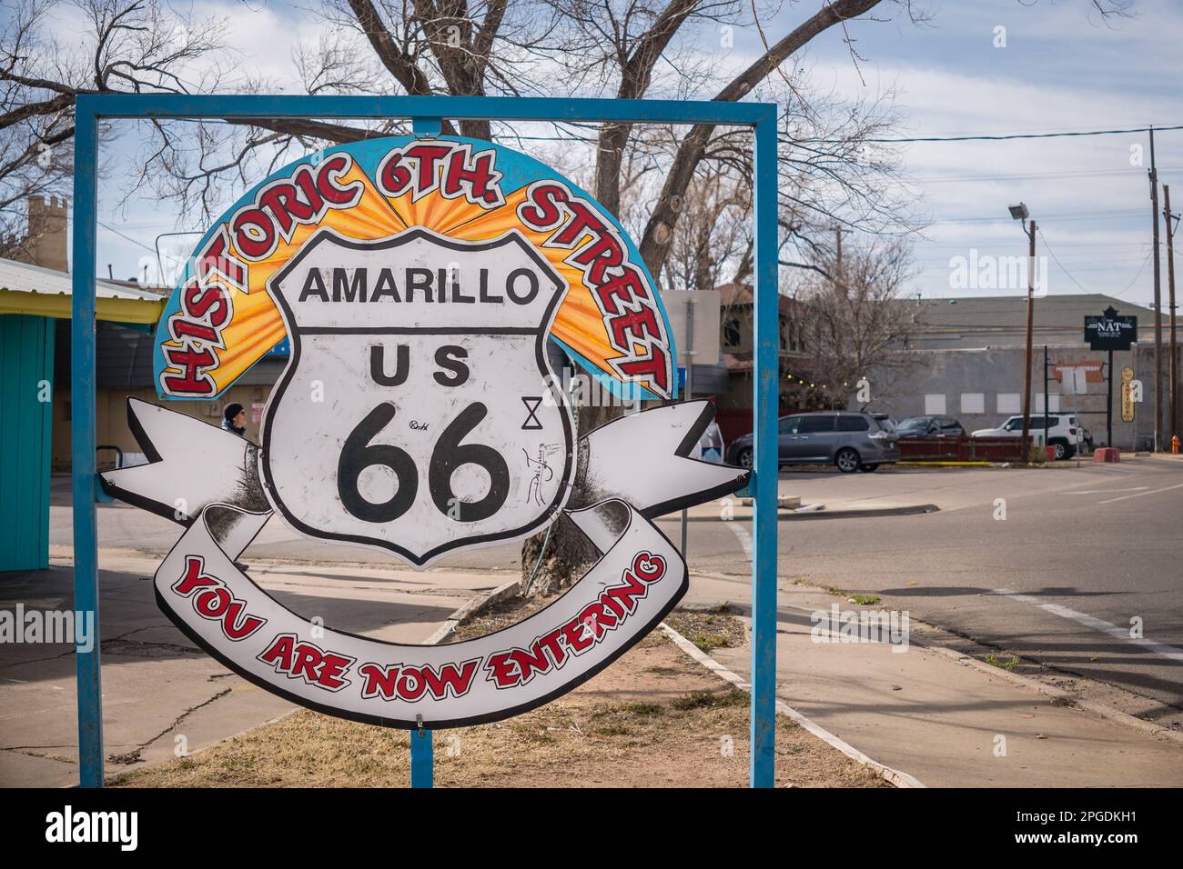 Panneau routier vintage route 66 2022 Banque de photographies et d’images à haute résolution - Alamy