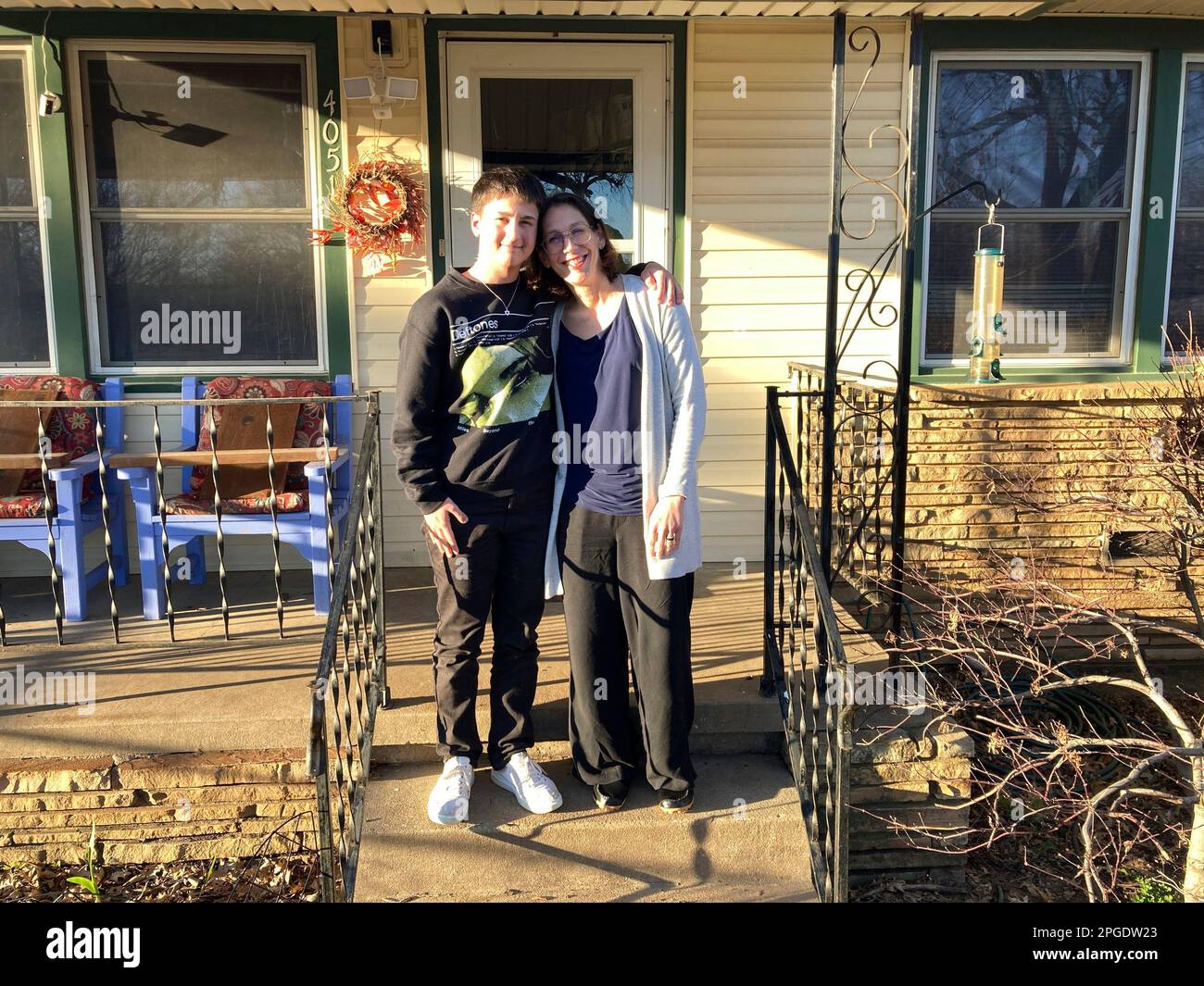 Al Stone-Gebhardt and his mother, Erika Dubose, pose for a photo ...
