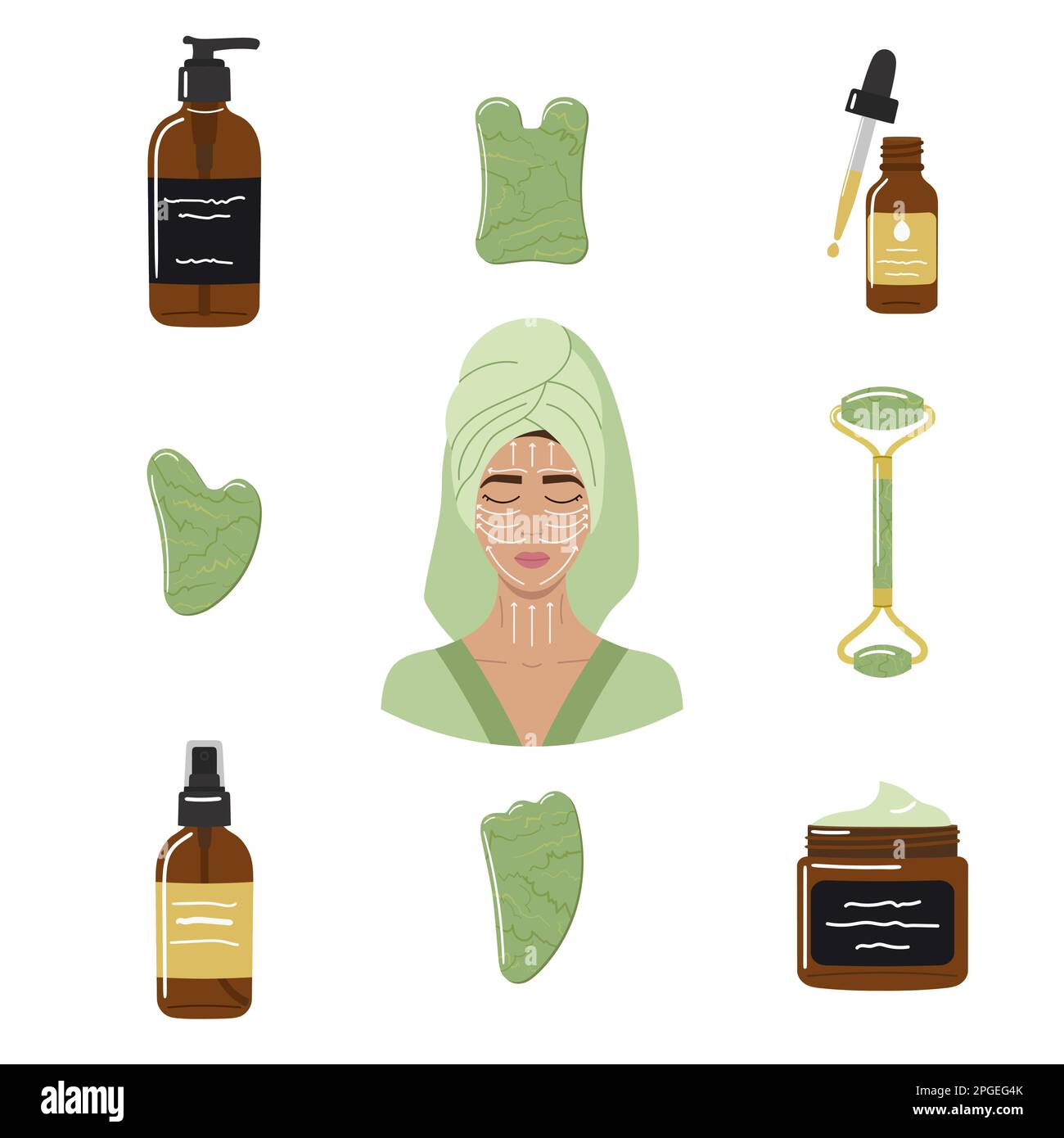 Grand ensemble de produits organiques de soin de la peau, huile pour le ...