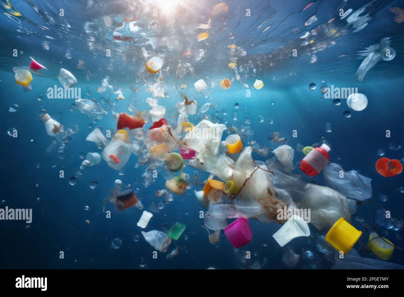 PLASTIQUES POLLUTION DES OCÉANS débris marins flottant dans la mer ...