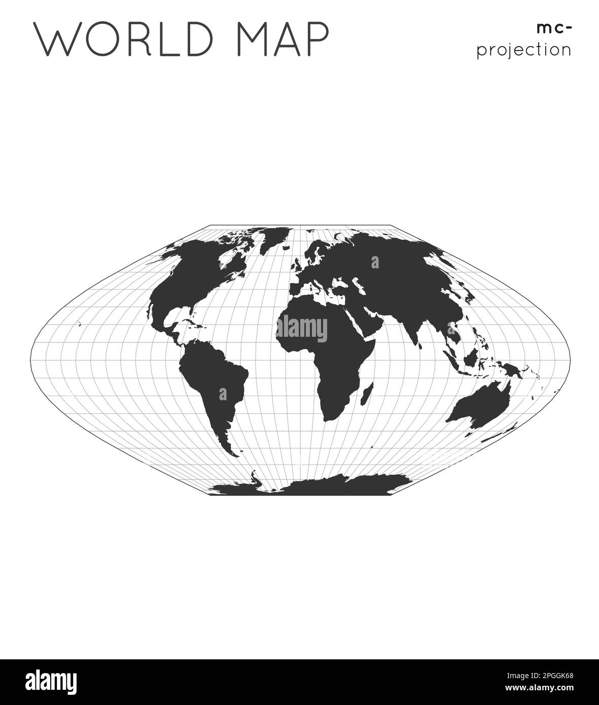 Carte du monde. Globe en projection sinusoïdale plate-polaire McBryde ...
