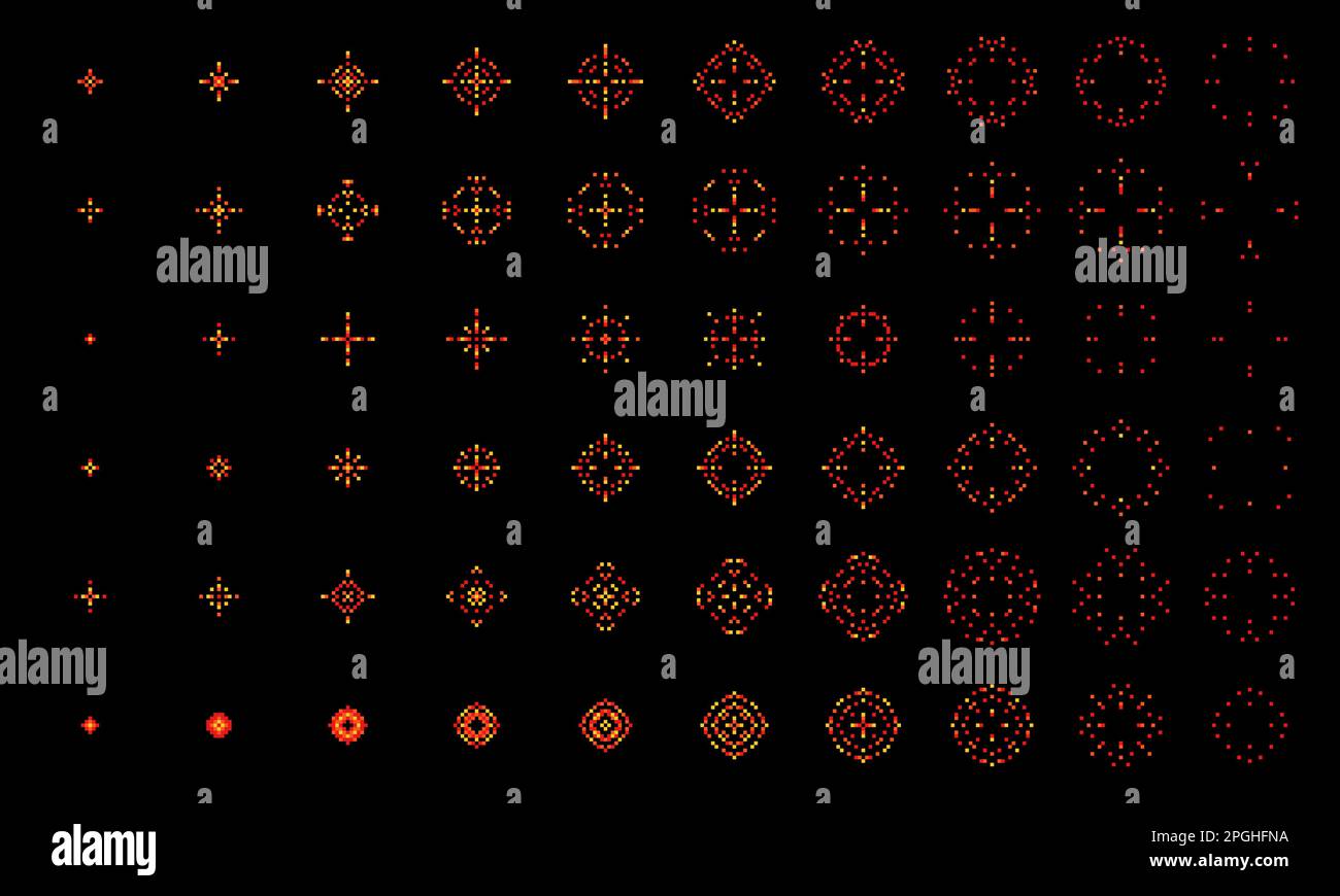Explosion de pixels et animation en rafale. Perche 8 bits, explosion ...