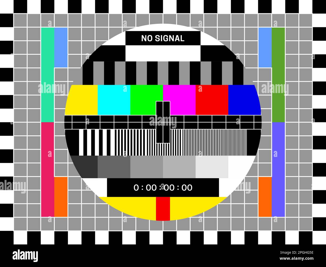 Écran de test du signal TV, test rétro des couleurs de la télévision du ...