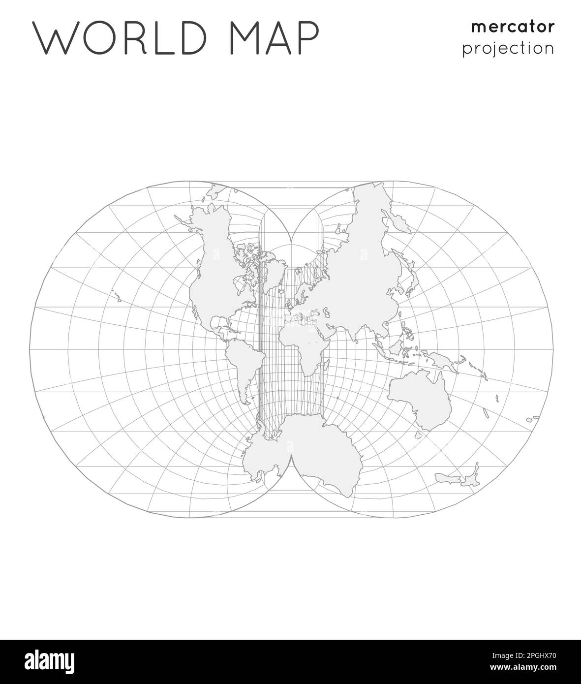 Carte du monde. Globe en projection Mercator, avec le style de lignes ...