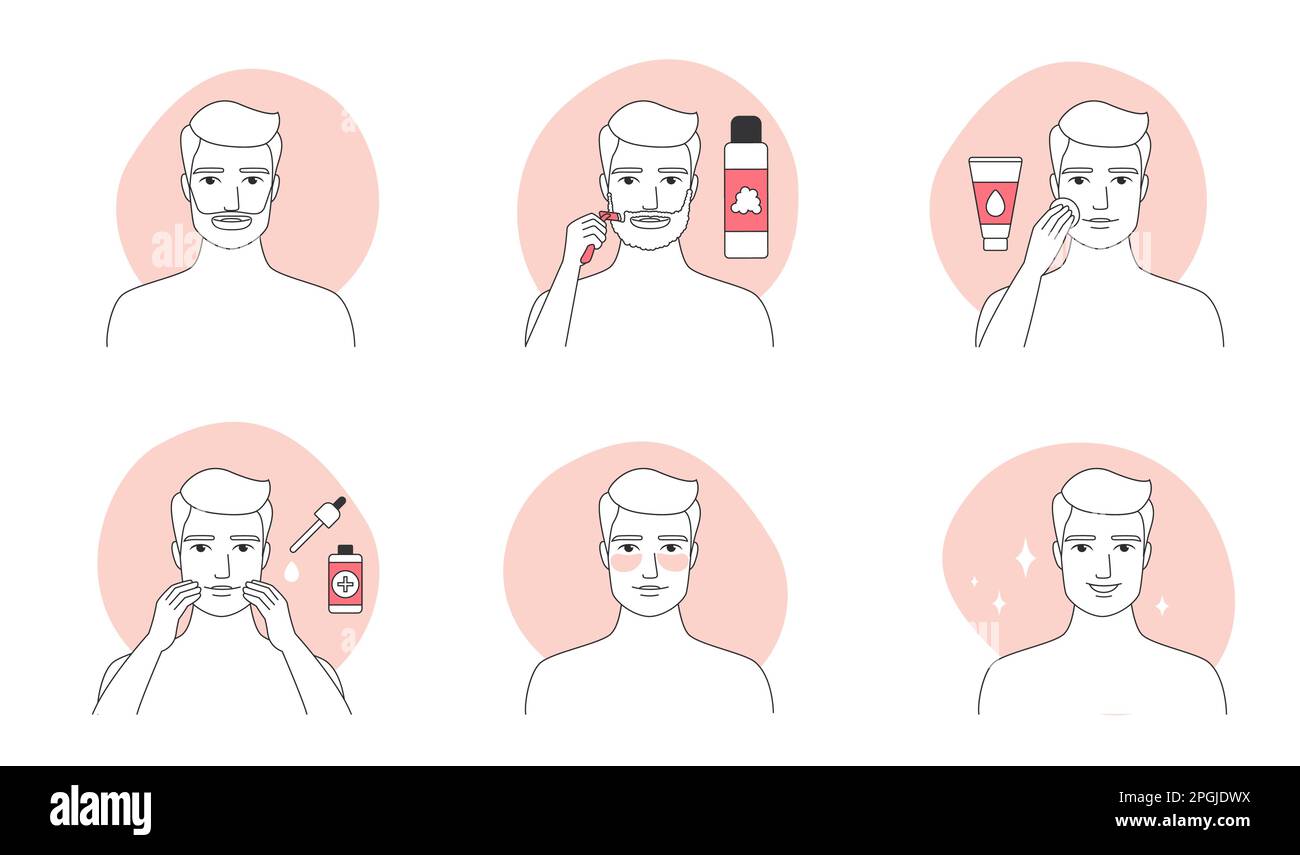 Soin de la peau étapes de routine de l'homme dans la salle de bains ...