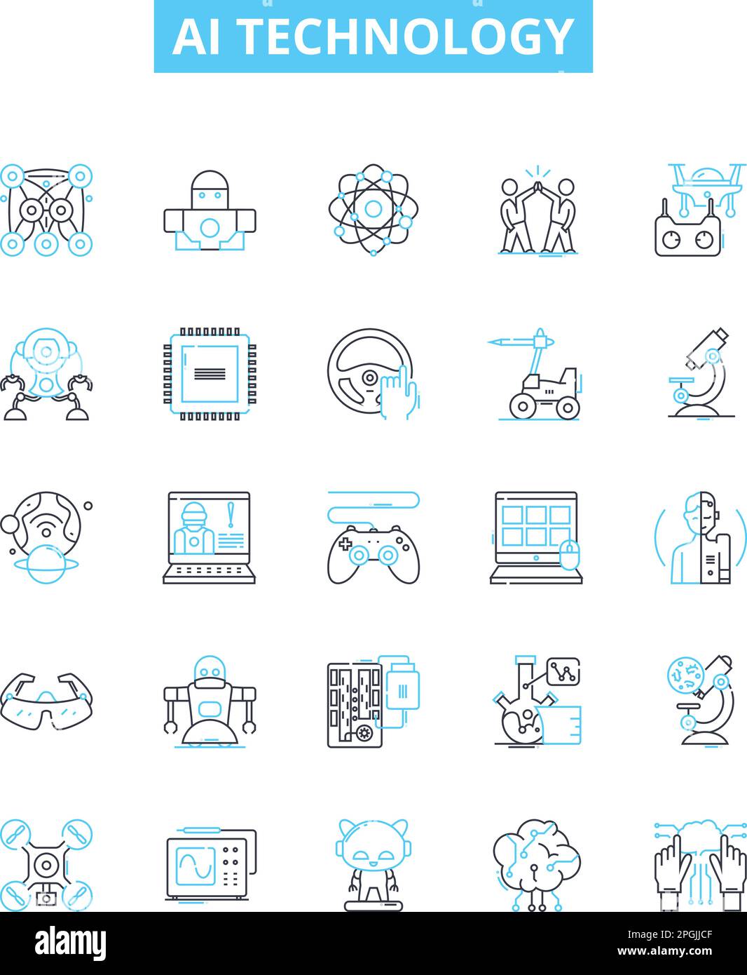 Jeu d'icônes de ligne vectorielle de la technologie ai. IA, technologie ...
