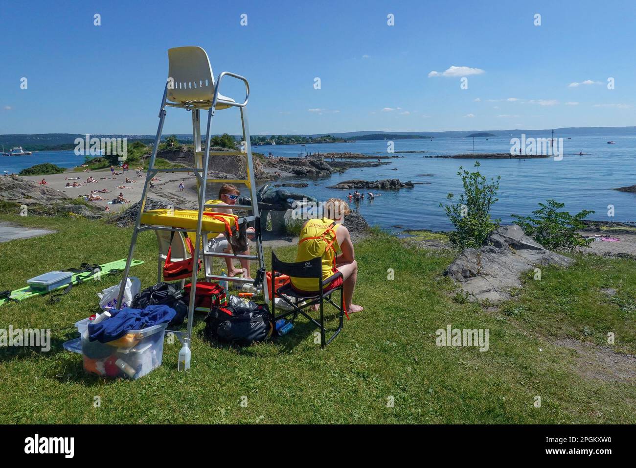 Norvège, Oslo, la petite mais jolie plage de Huk se trouve vers la fin ...