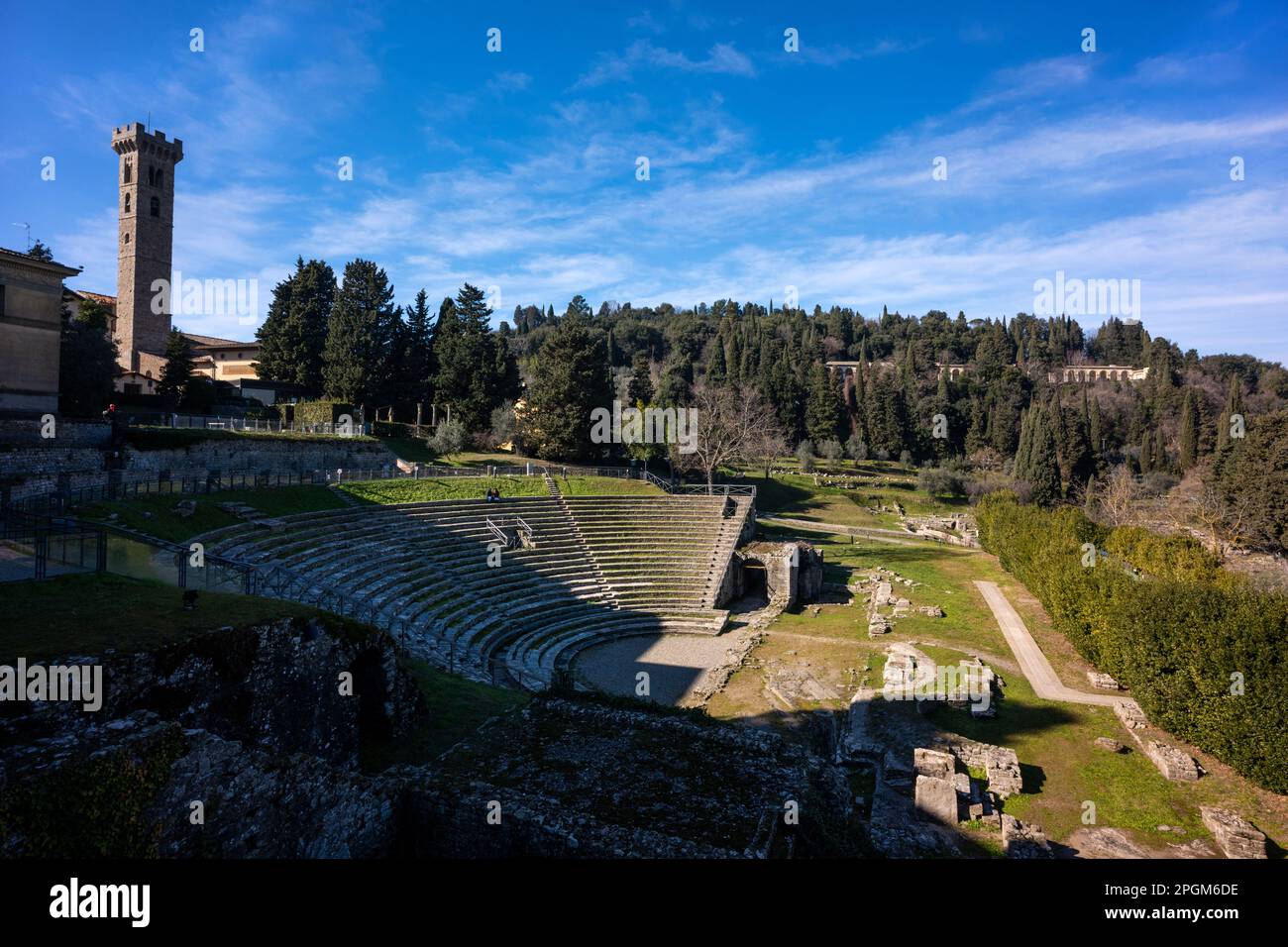 Théâtre romain à Fiesole, à l'origine une ville étrusque qui surplombe ...
