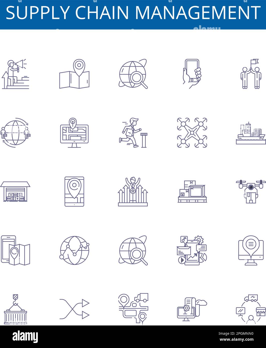 Mise en place des affiches des icônes de la chaîne d'approvisionnement ...