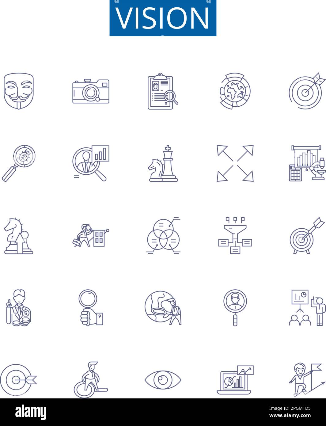 Mise en place des panneaux des icônes de la ligne de vision. Collection ...