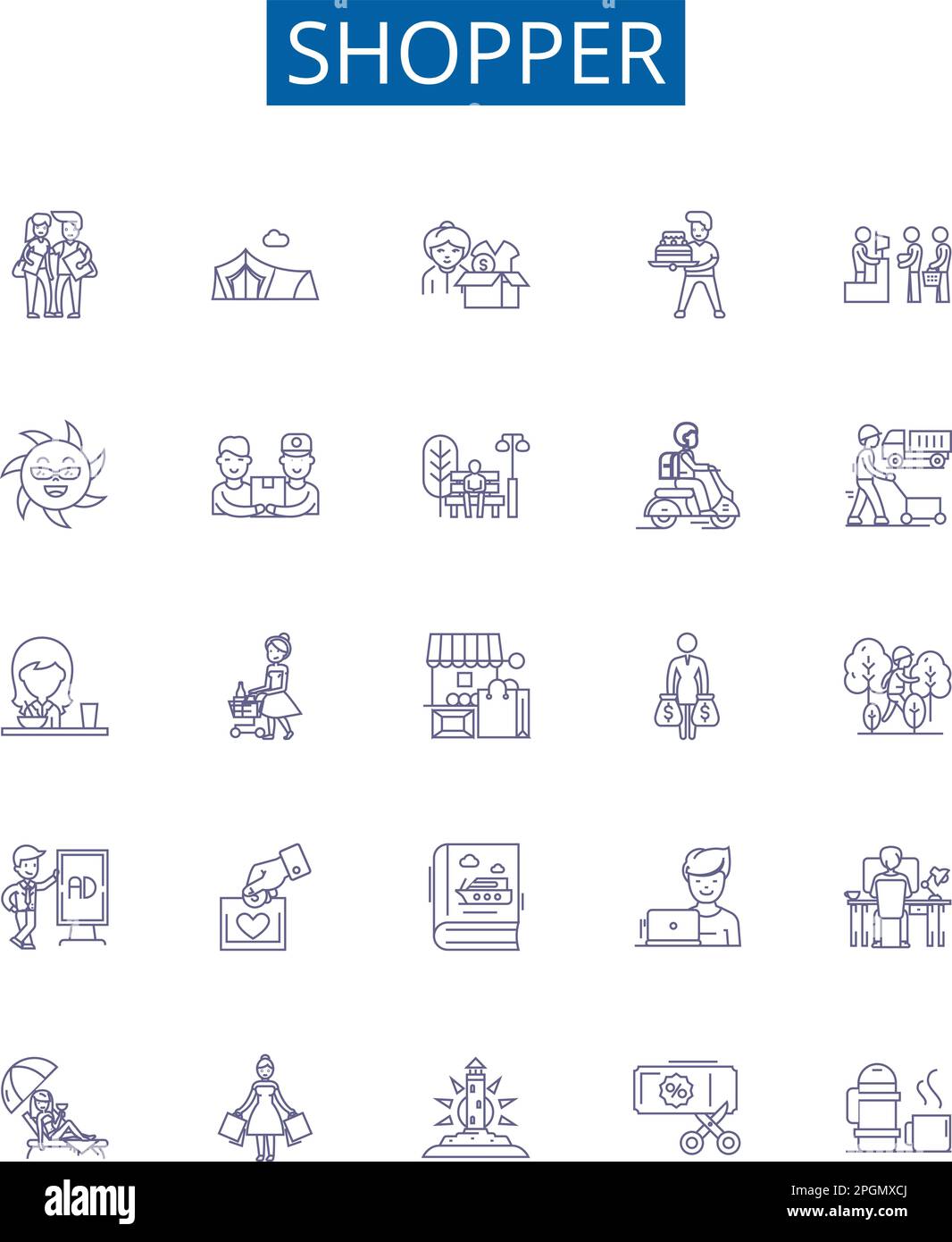 Mise en place des affiches des icônes de la ligne des acheteurs ...