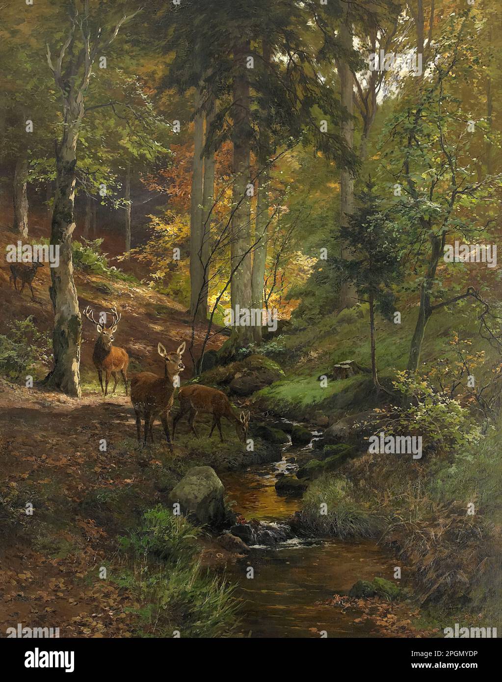 Bohmer Heinrich - Deer dans la forêt - Ecole allemande - 19th siècle ...