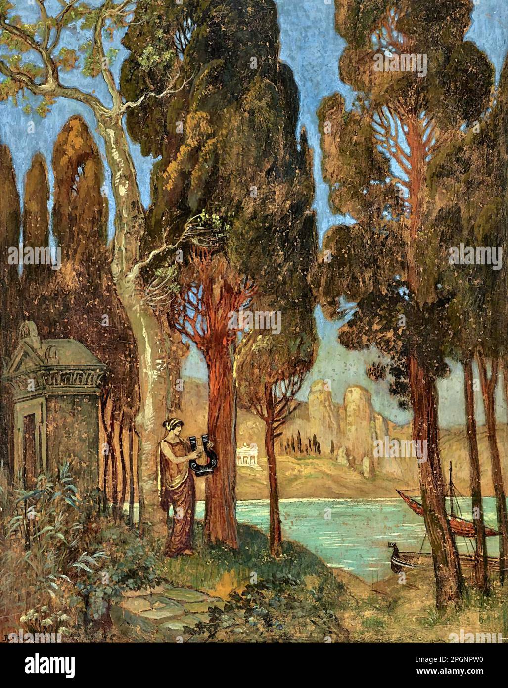 Frenz Alexander - Paysage arcadien avec lecteur de Lyre - Ecole ...