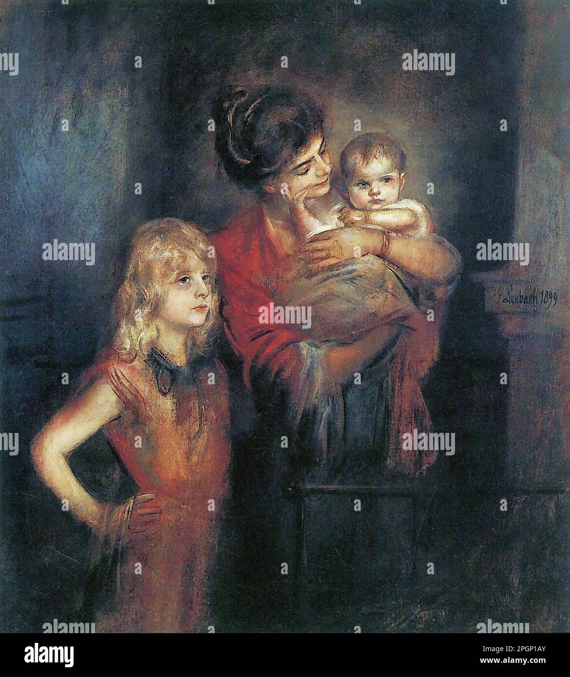 Lenbach Franz Von - Lolo Von Lenbach avec ses filles Marion et Gabriele ...
