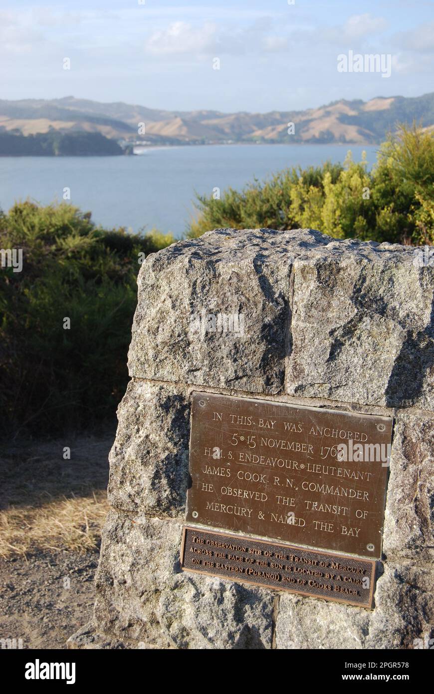 Plaque commémorant la désignation de Mercury Bay en 1769 par le Capt ...