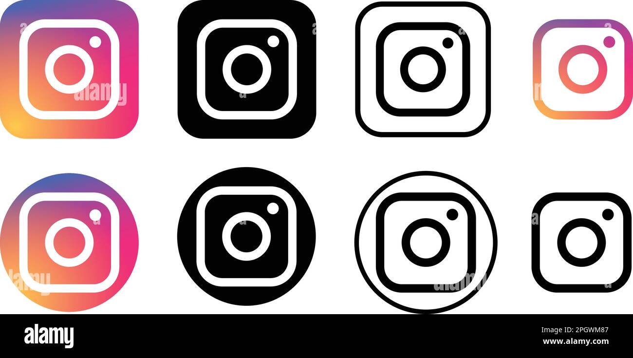 Ensemble d'icônes du logo Instagram. Groupe d'Insta logo d'icône de ...