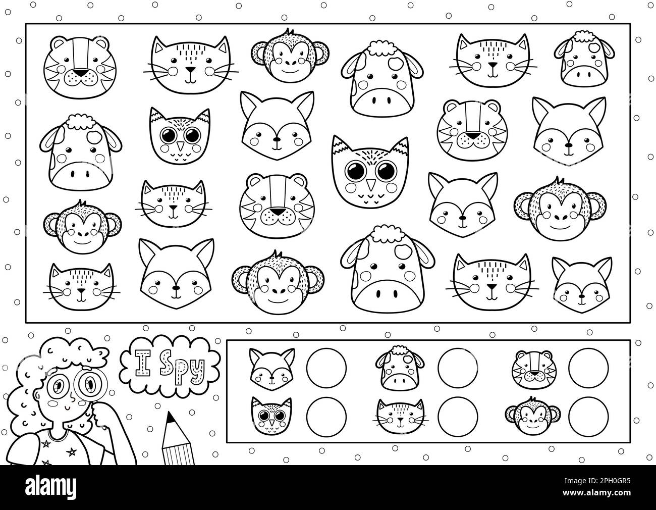 J'espionne la page de coloriage du jeu pour les enfants. Trouvez et ... J'espionne la page de coloriage du jeu pour les enfants. Trouvez et ...