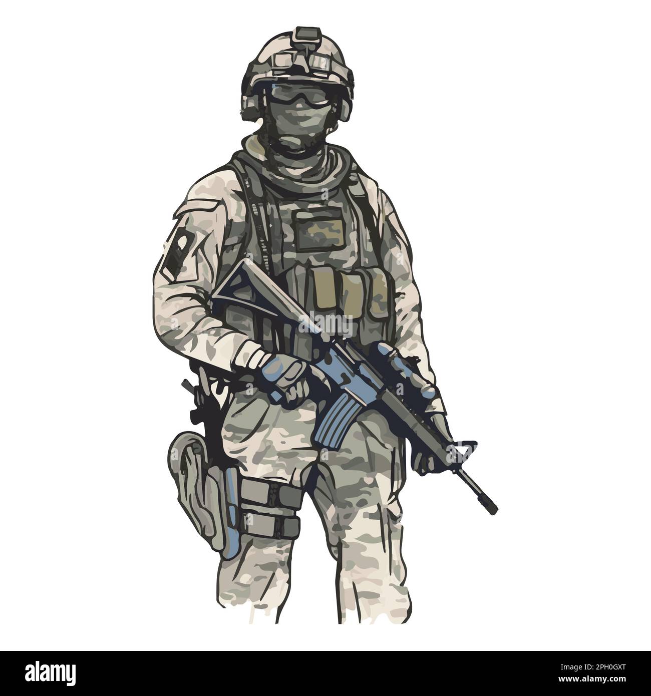 Infanterie militaire. Dessin isolé d'un soldat de dessin animé. Art ...