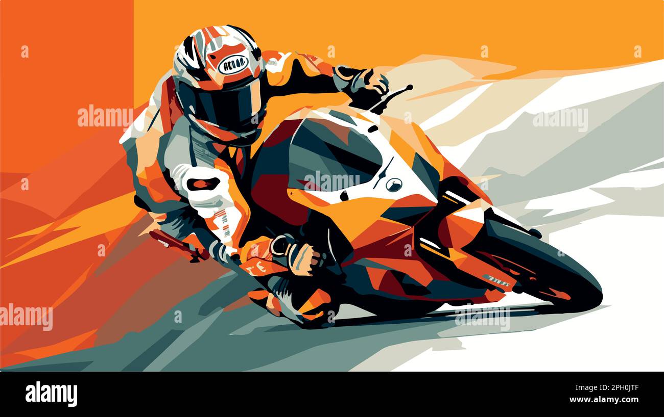 Homme penché sur moto Banque d'images vectorielles - Alamy