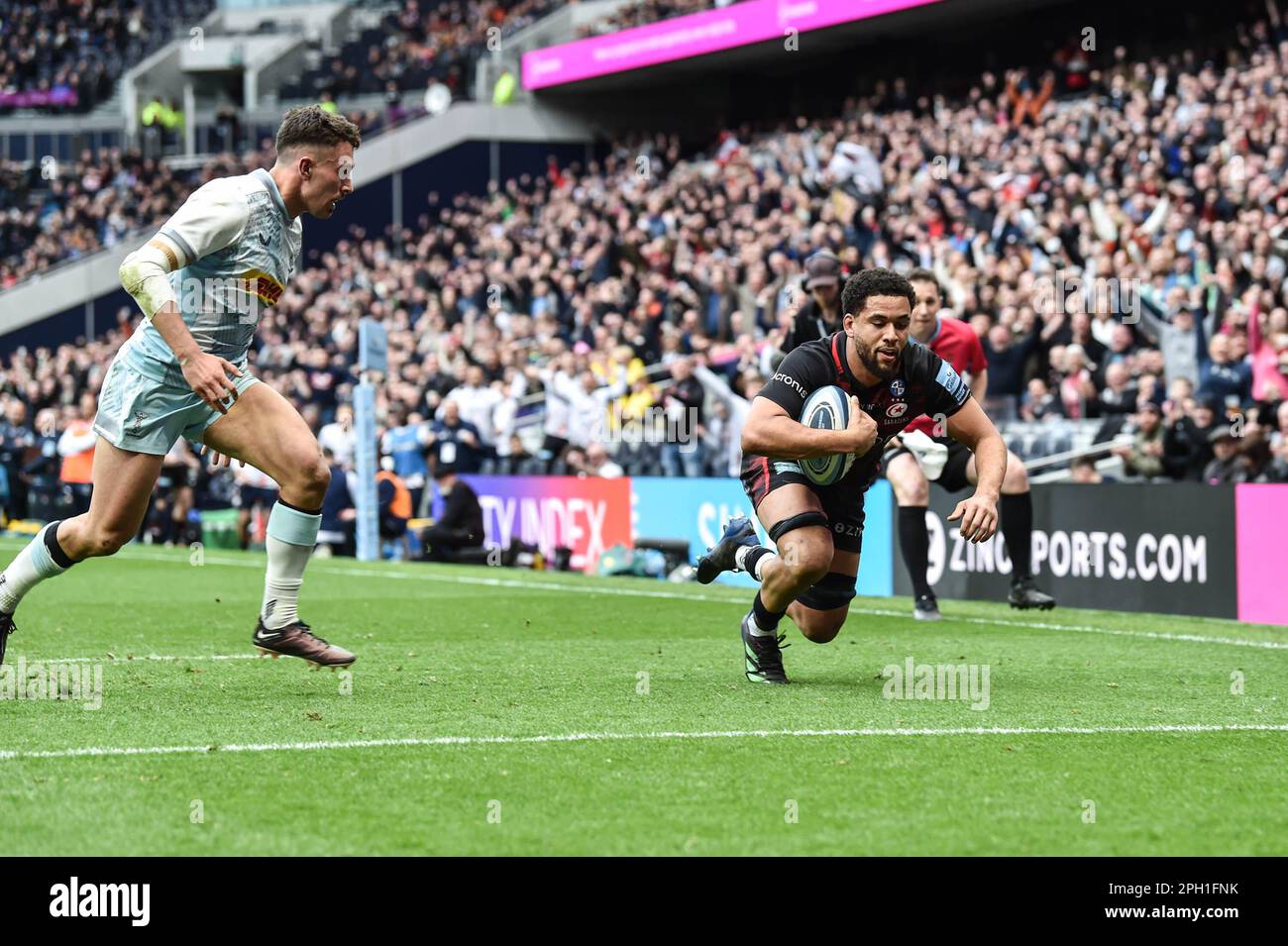 Londres, Royaume-Uni. 25th mars 2023. Andy Christie, de Saracens, s ...