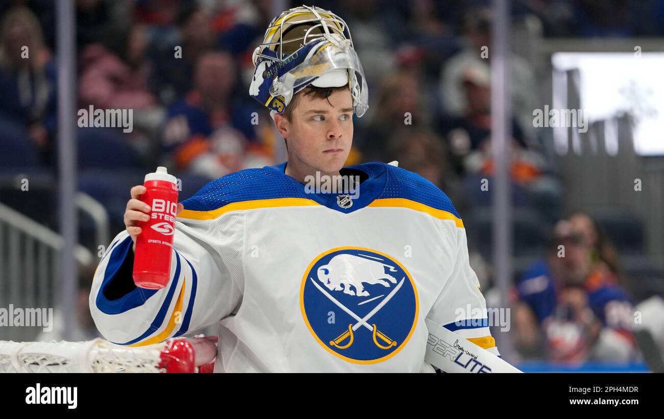 Buffalo Sabres goaltender Eric Comrie during the second period of an ...