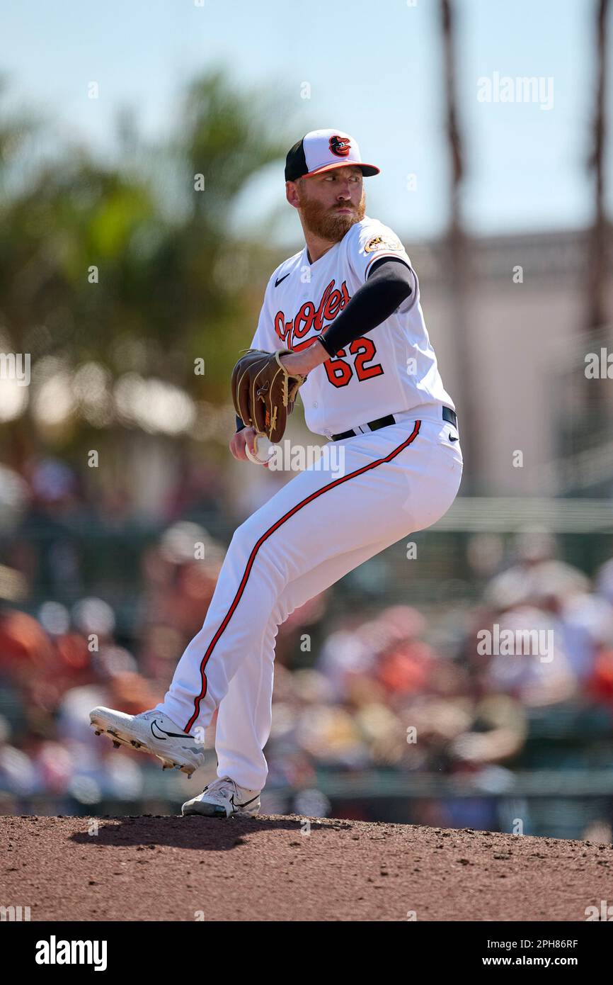 Baltimore Orioles pitcher Reed Garrett (62) during a spring training ...