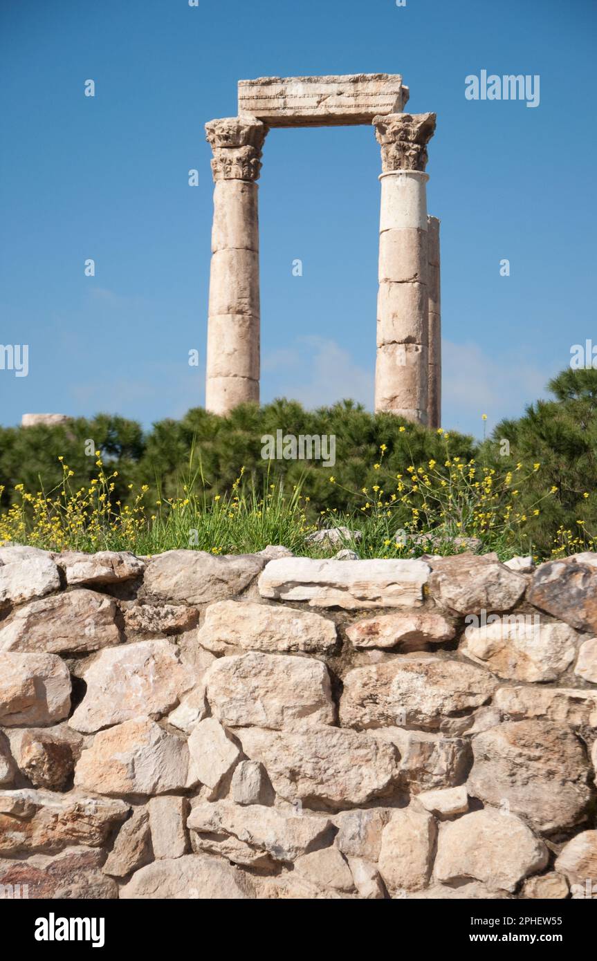 Colonnes, capitales et linteau, vestiges du Temple d'Hercules, la ...