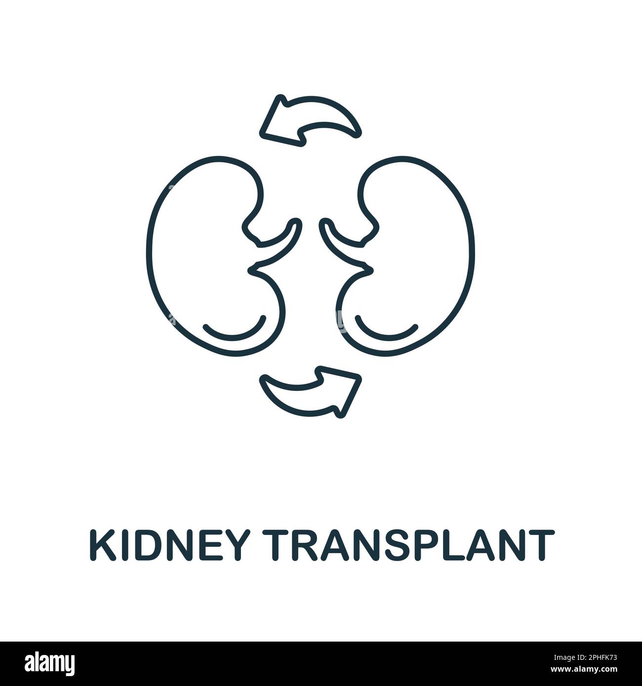 Icône de ligne de transplantation rénale. Signe d'élément de la ...