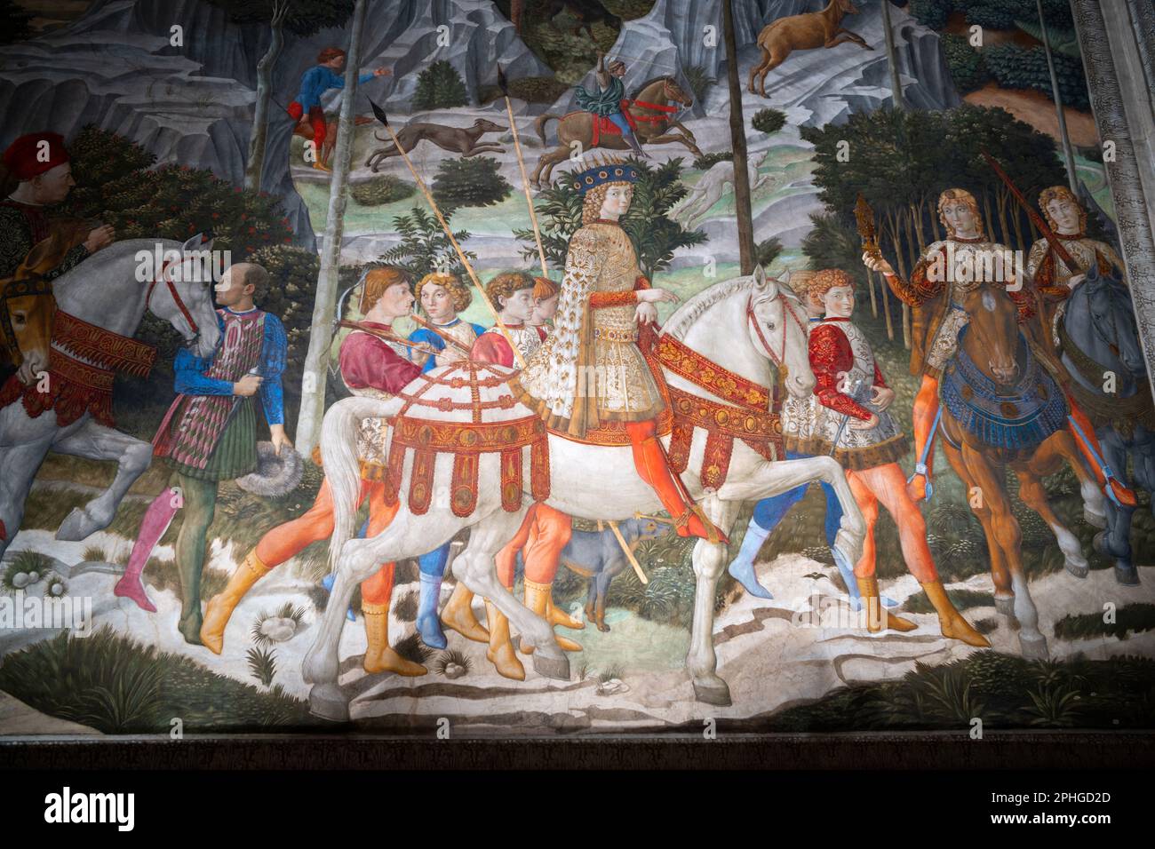 La procession de Benazzo Gozzoli de la fresque de Magi dans la chapelle ...