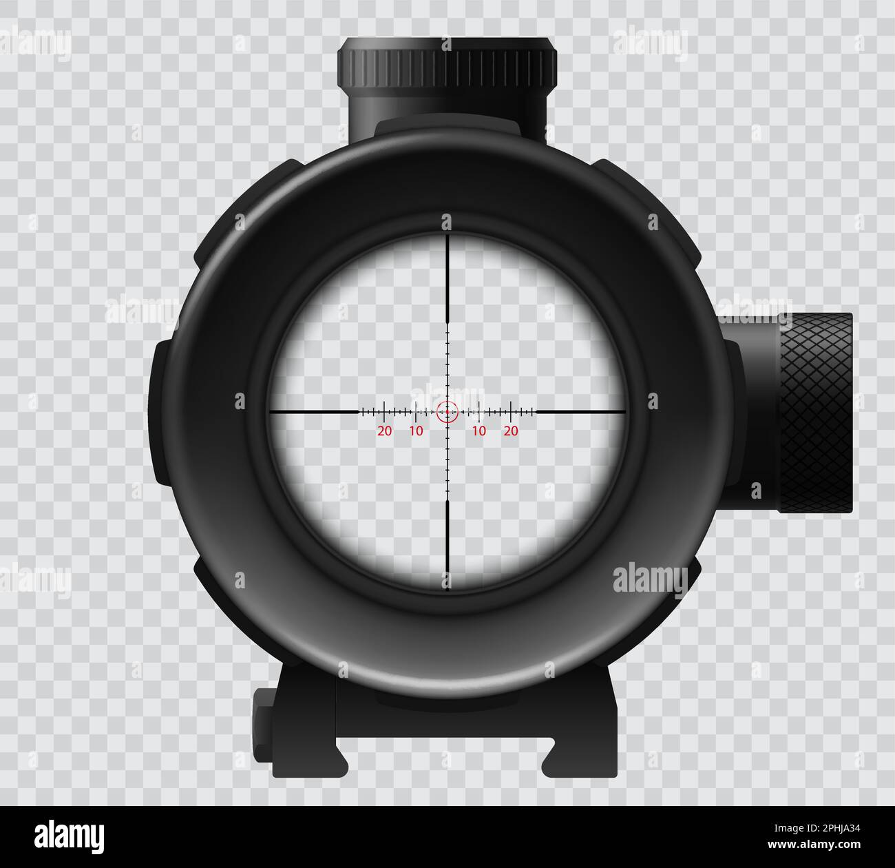 Portée militaire de sniper, cible de vue, viseur de vecteur isolé de canon. Zoom réaliste 3D ...