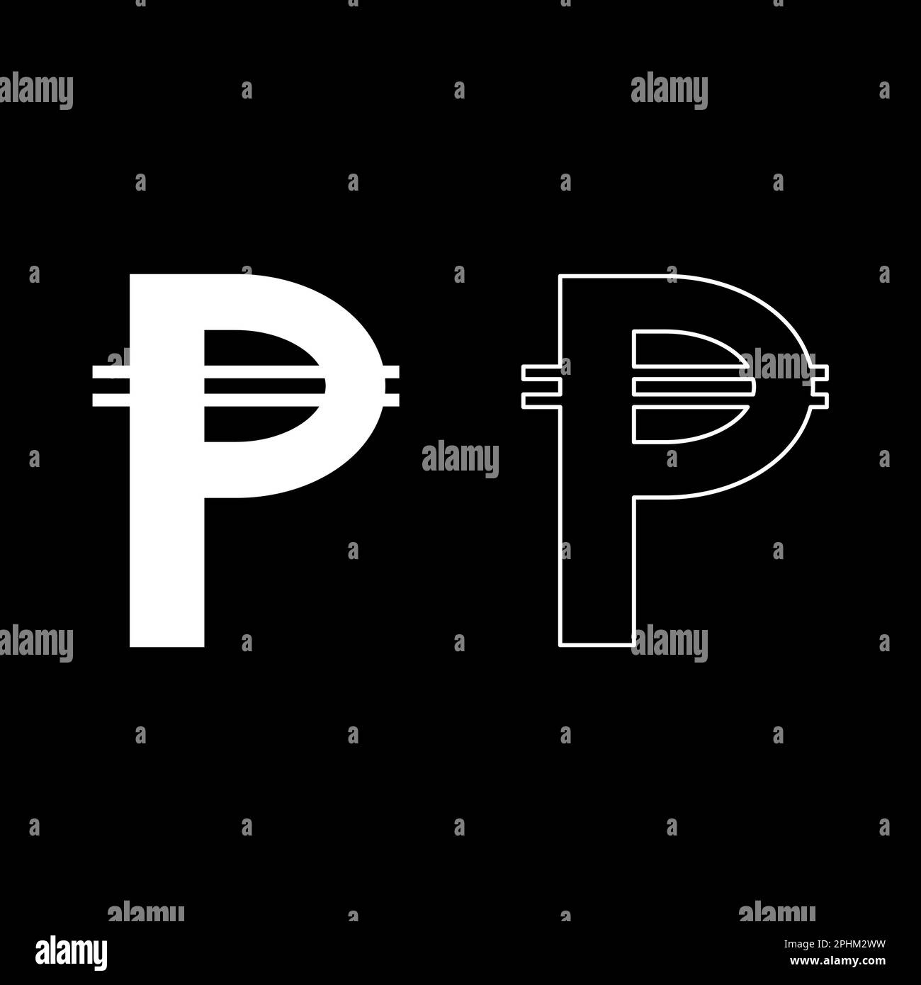 Signe de la devise philippine peso argent symbole pesos ensemble icône ...