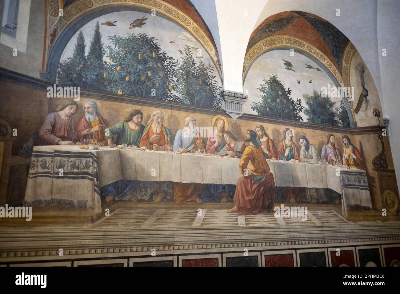 La Cène de Ghirlandaio et croquis dans le réfectoire de San Salvatore à ...