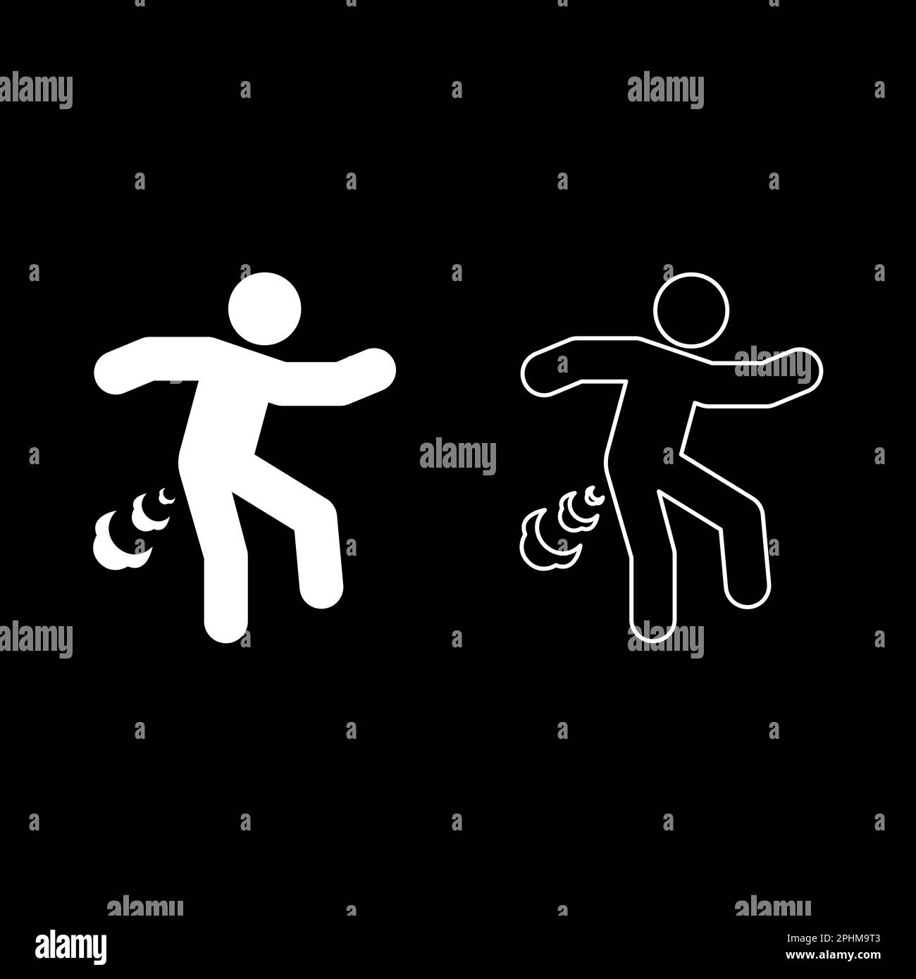 Homme farts briser le vent farting ballonnement nuage de gaz stench ...