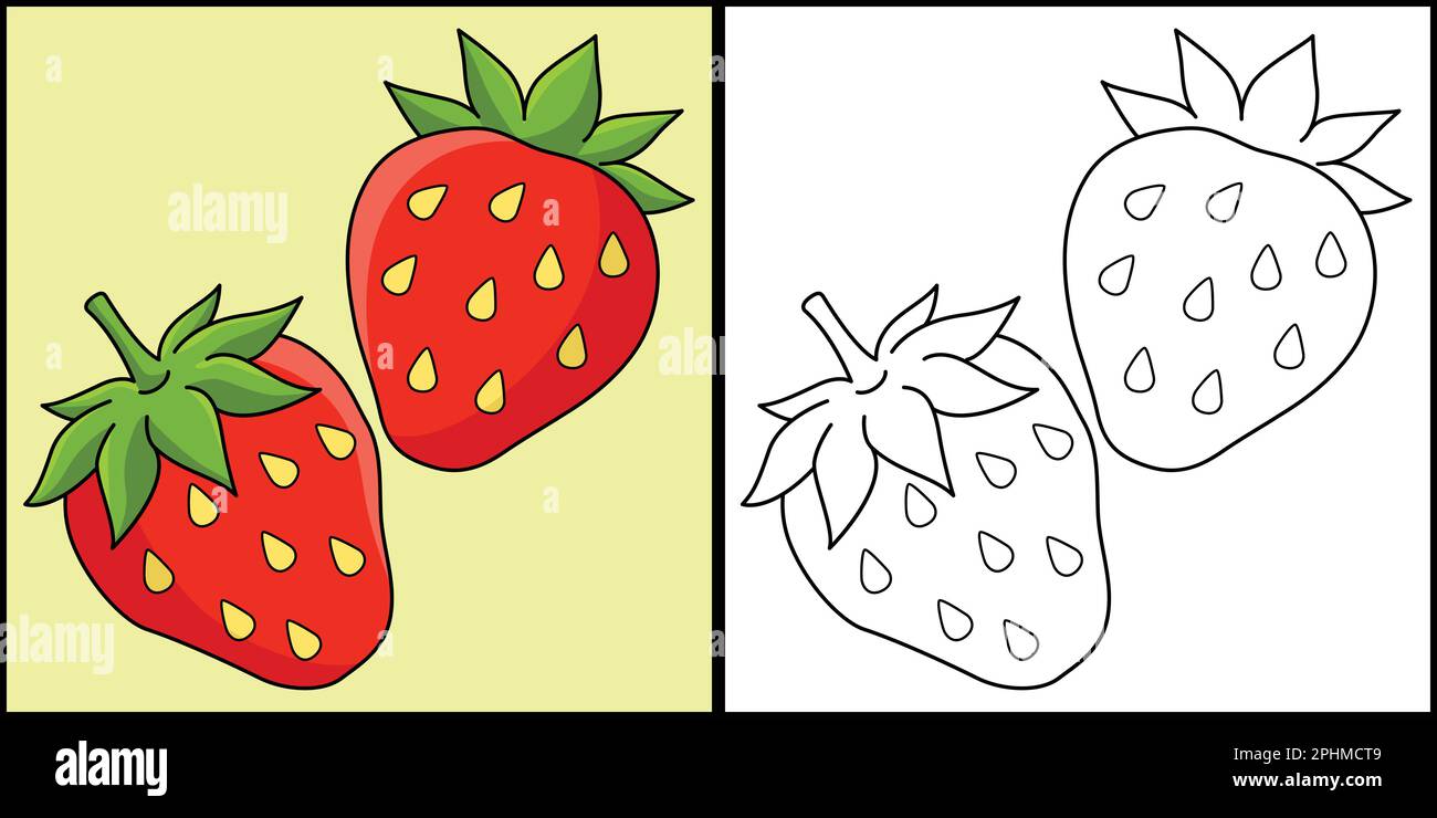 Illustration de la page de coloriage des fruits à fraise Image ...