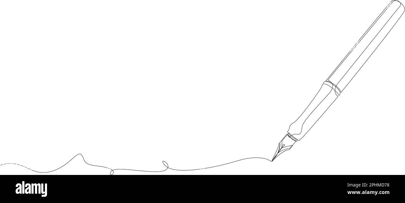 Dessin continu d'une ligne au stylo plume. Rédaction ou signature d'un ...