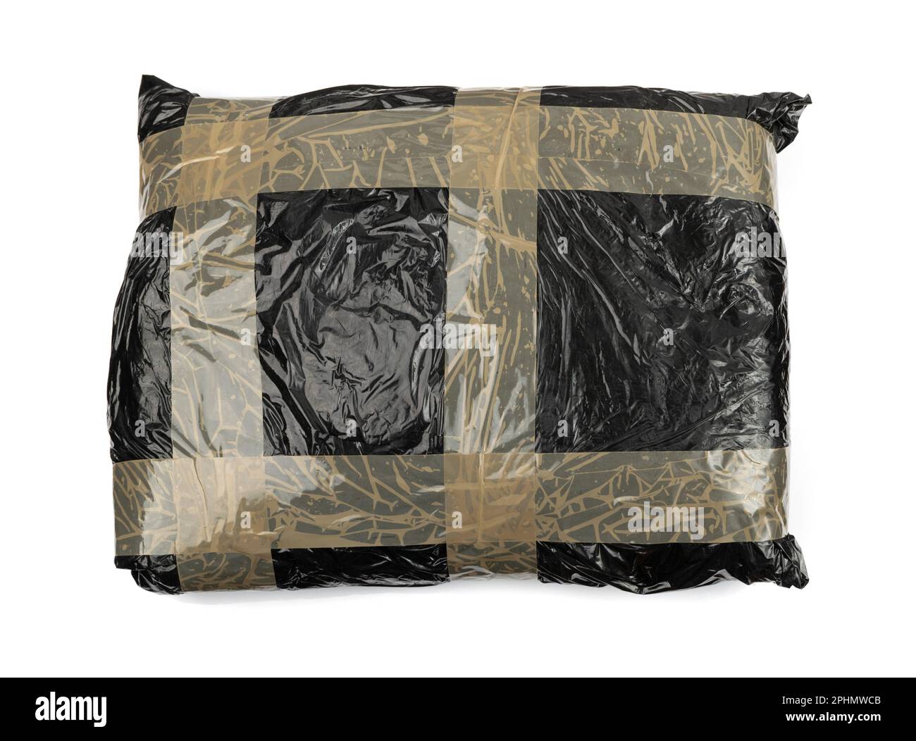 Sac de drogue saisi isolé. Paquet de drogues, briques d'héroïne, paquet ...