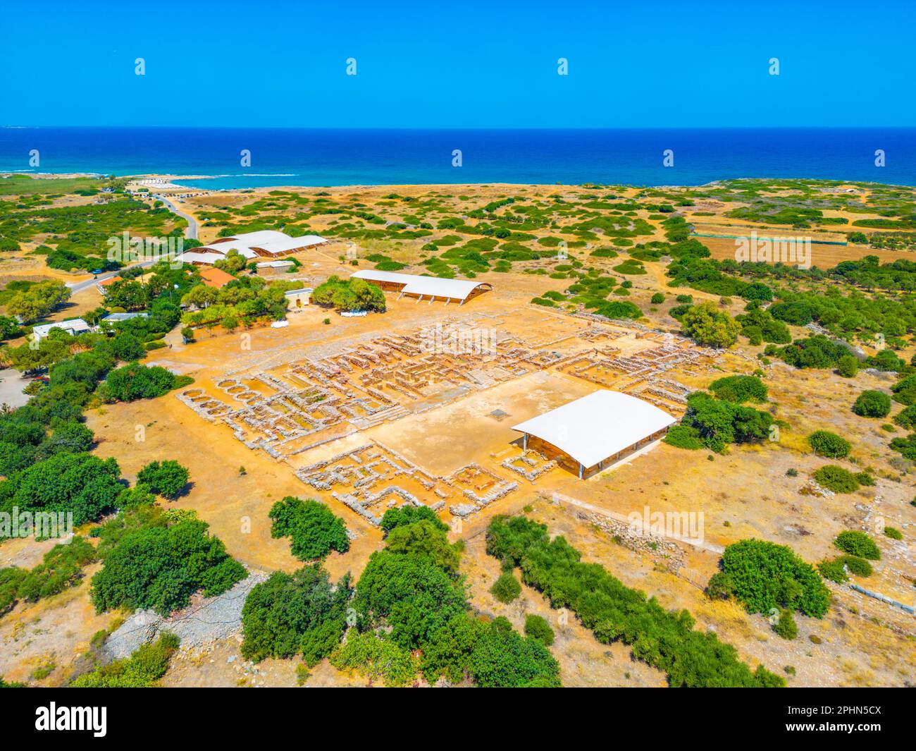 Vue aérienne du site archéologique du Palais Malia sur l'île de Crète ...