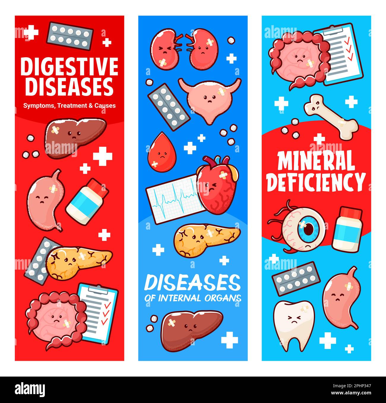 Les caractères d'organe du corps humain malade, les maladies digestives ...