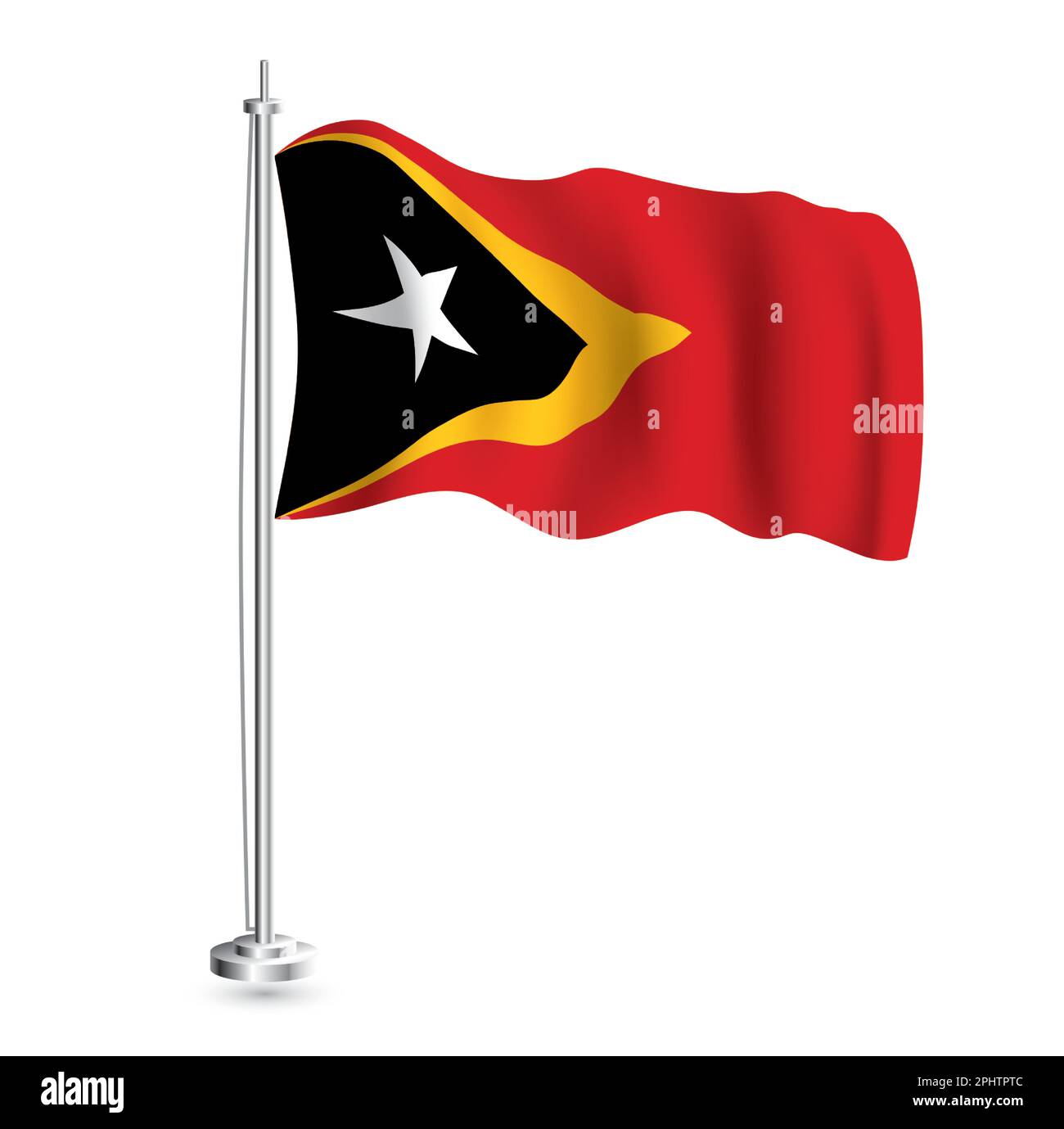 Drapeau du Timor oriental. Drapeau vague réaliste isolé du pays du ...