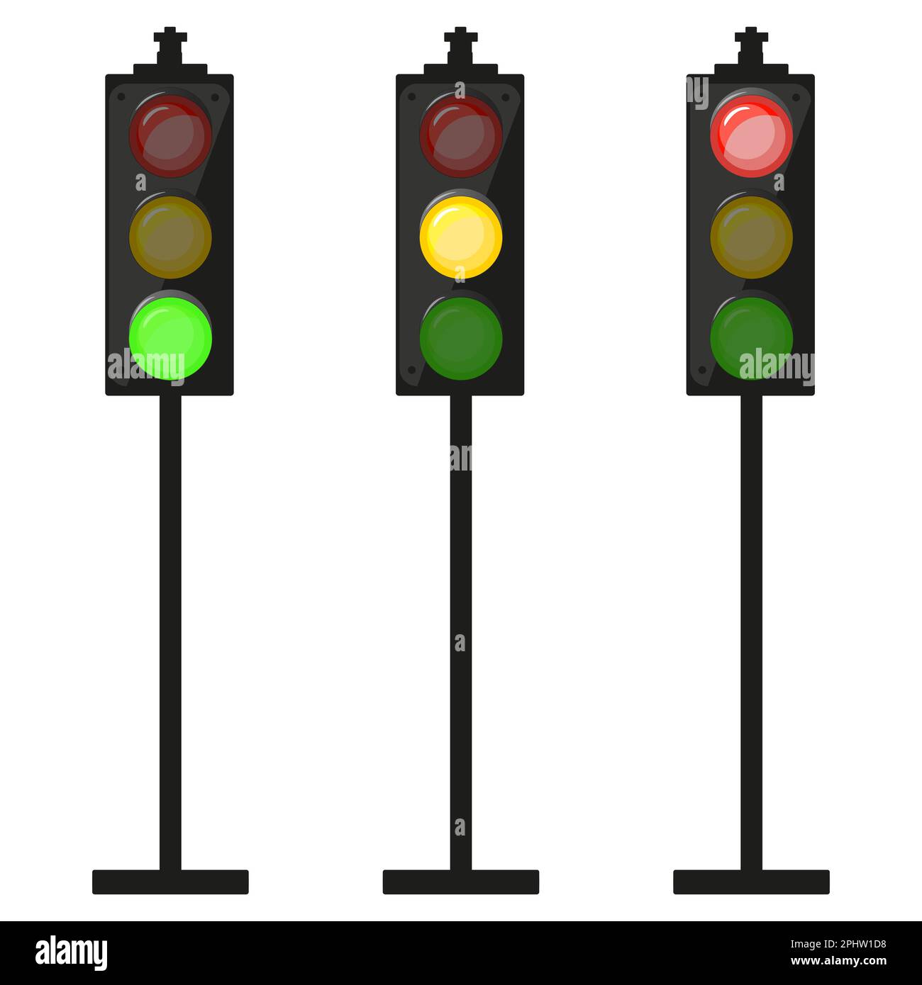 Montant des feux de circulation. Nuit en style dessin animé. Lumière ...