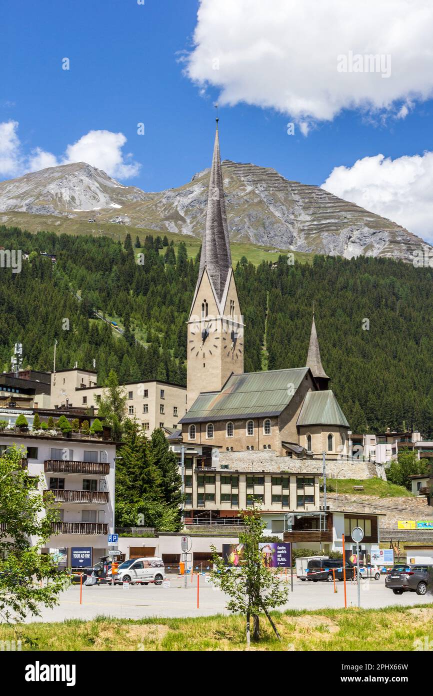 Davos Platz, Suisse - 24 juin. 2021: L'église réformée de Saint Jean à ...